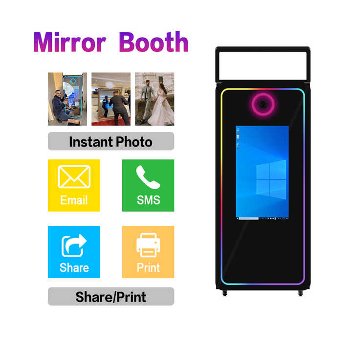 Party Supplier 70 Inch Photobooth Digital Magic Mirror Shot Photo Booth With Printer and Camera ...