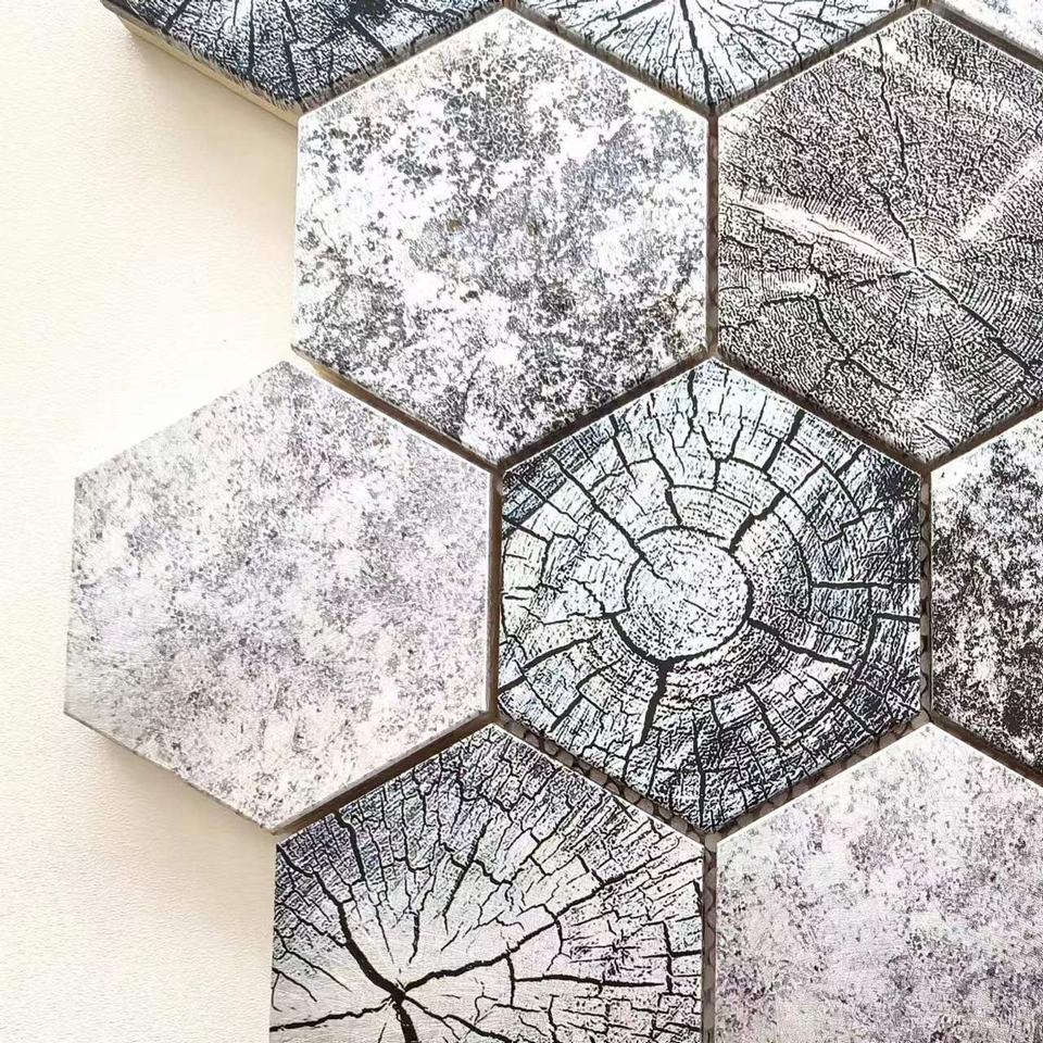 Modern Metal Aluminum Inkjet Hexagon Mosaic Wall Tile GAHEX7313 for ...
