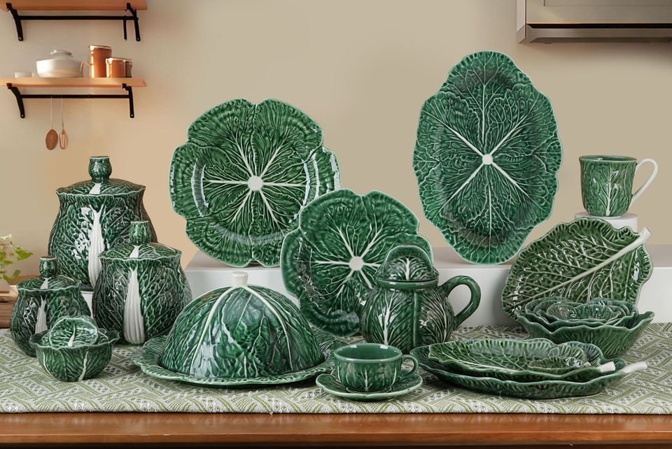 Best Crockery Green Embossed Cabbage Plates Dinnerware Pottery Dinner ...