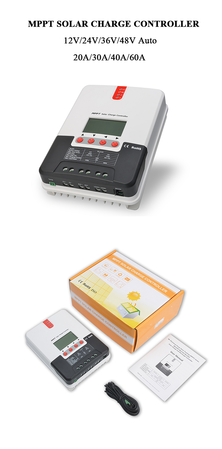 CE RoHS 12V 24V 48V Automatic MPPT Solar Voltage Regulator LCD 500W ...
