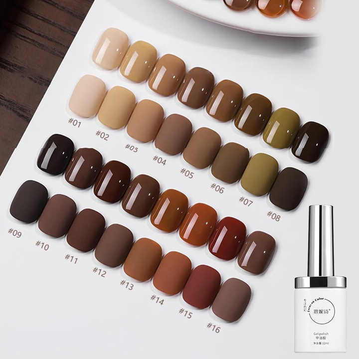 OEM 16 Colors 12ml Caramel Brown Nail Gel Colour Fall Jelly Gel Polish ...