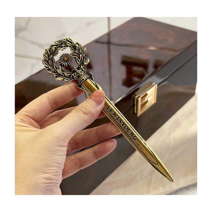 Retro Sword Sceptre Design - Custom Logo Metal Letter Opener