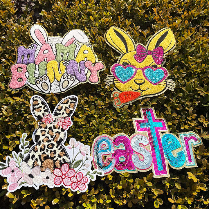 Custom Wholesale Personalize Easter Sequin Patch Towel Embroidery ...