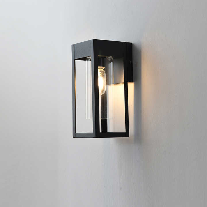 Modern outdoor wall light Sconce Matte Black Rectangular Metal Frame ...