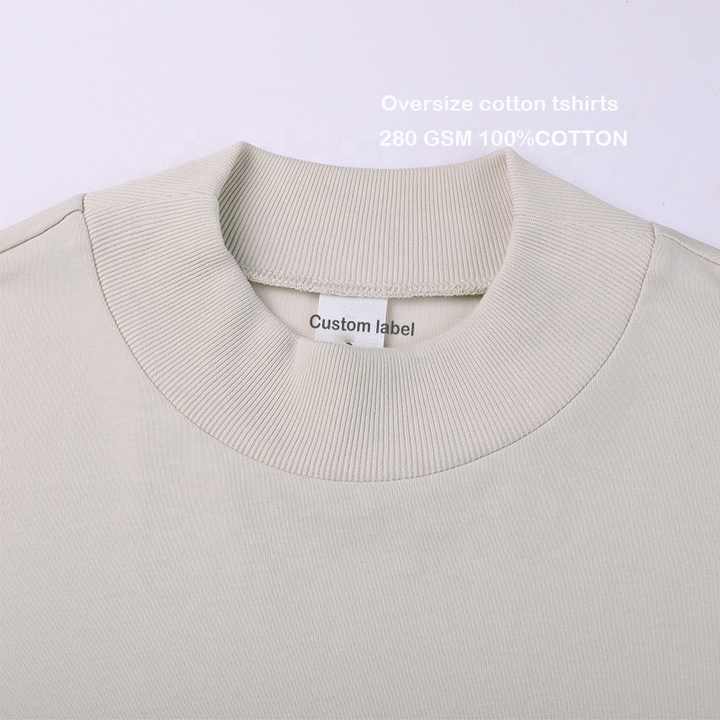 Blank Sports 100% Cotton Turtleneck Short Sleeve Men's Drop Shoulder T ...