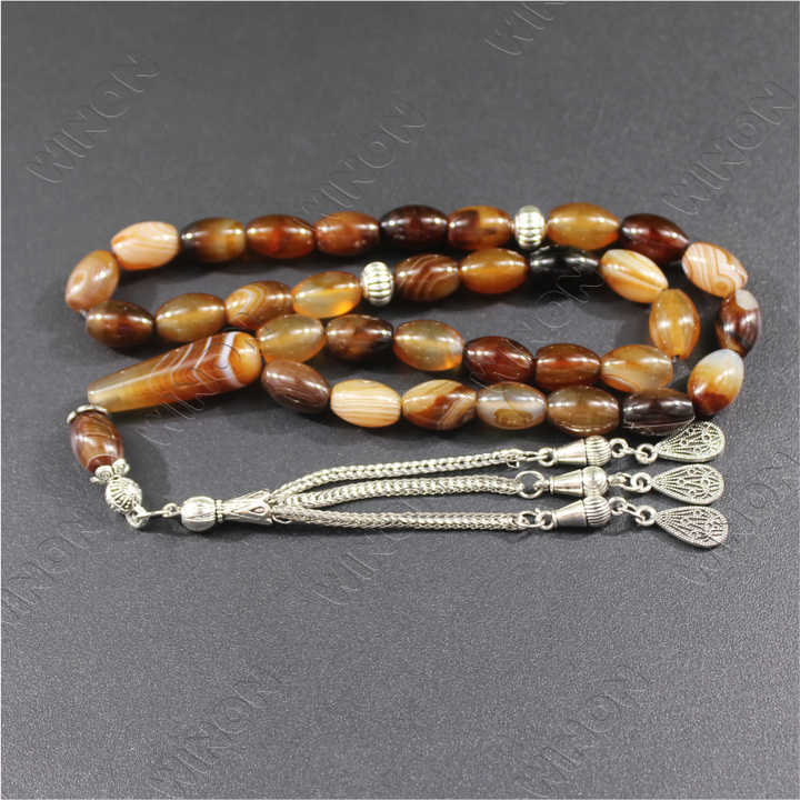 Islamic Tasbih Muslim Misbaha 8*12mm 33 Natural Agate
