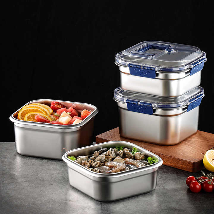 Student Lunch Box Set 316 Stainless Steel Microwave Heatable Crisper ...