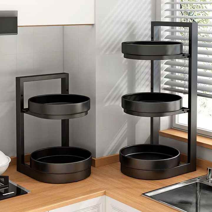 2-tier Lazy Turntable Spice Rack Organizer for Kitchen