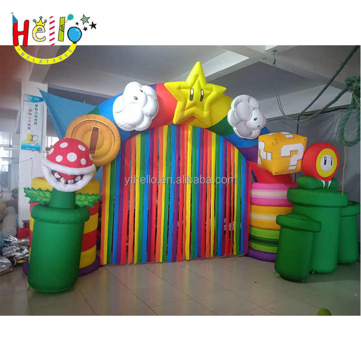 Kids Themed Playground Inflatable Super Mario Birthday Arch Backdrop ...