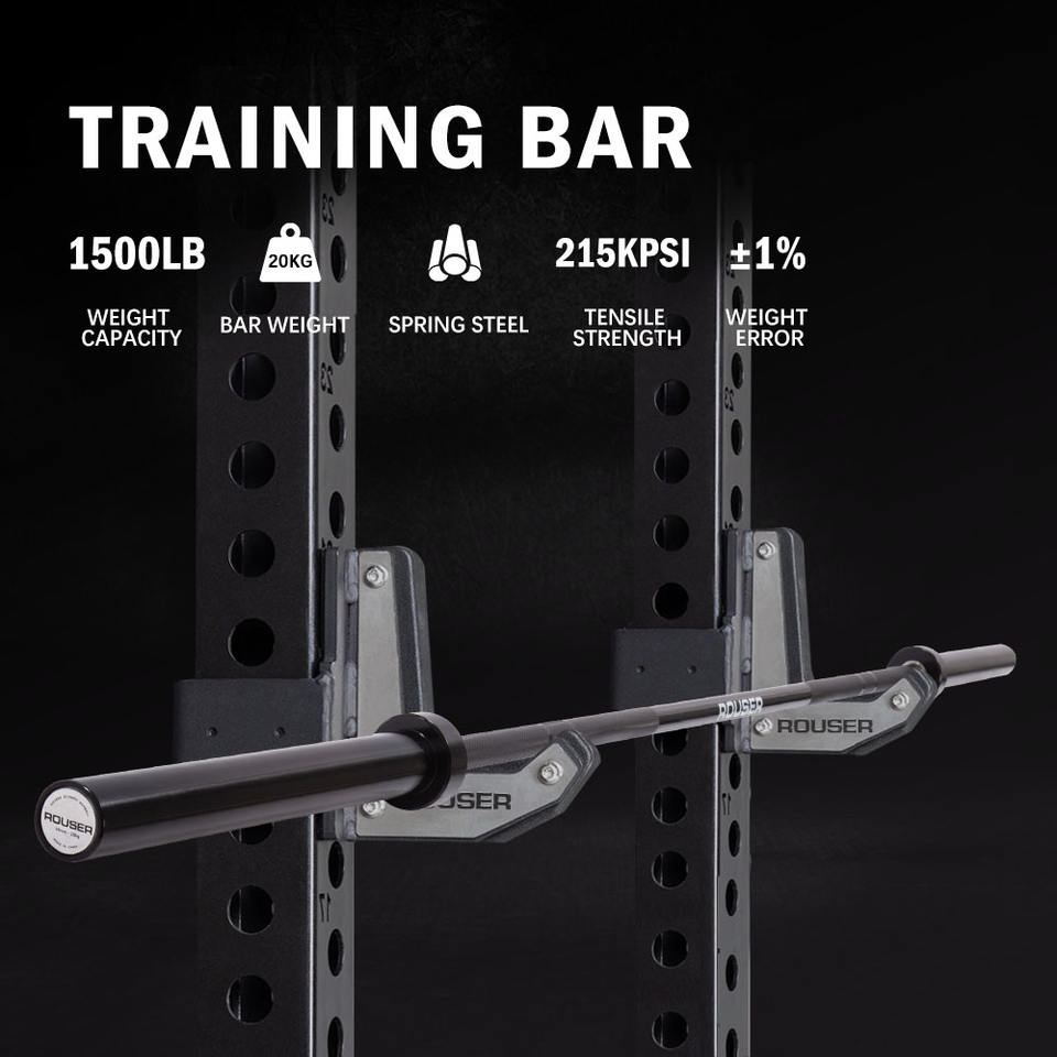 Rouser Fitness Spring Steel Black Zinc Weightlifting Bar