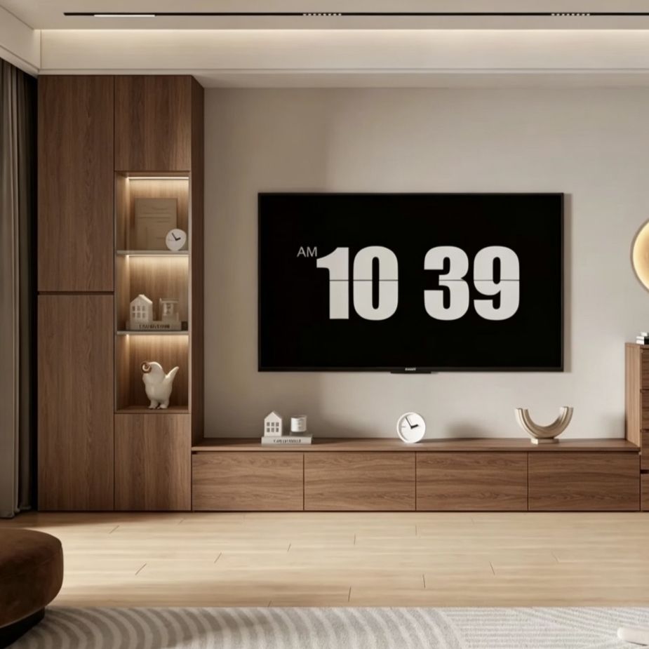 Custom Luxury Wood TV Cabinet Modern Minimalist Living Room Wall Unit ...