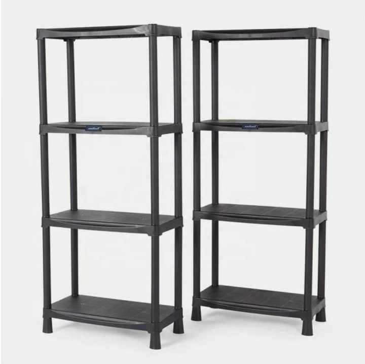 Heavy Duty Lightweight Adjustable Storage Warehouse Plastic Shelf Black ...