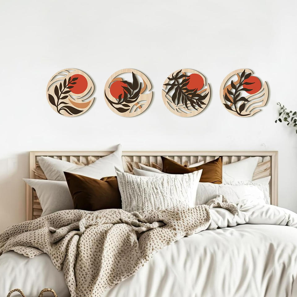 Modern Nature Boxwood Plant Branches Leaves Sunset Mountains Hollow ...