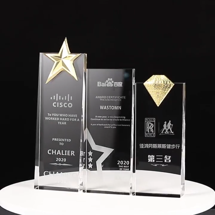 Custom Inclined K9 Crystal Trophy Awards - Engraving Glass