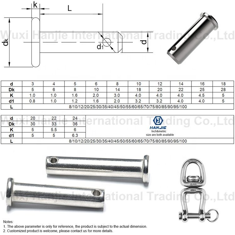Stainless Steel Pivot Pin - M8 M10 CNC Machined Metal