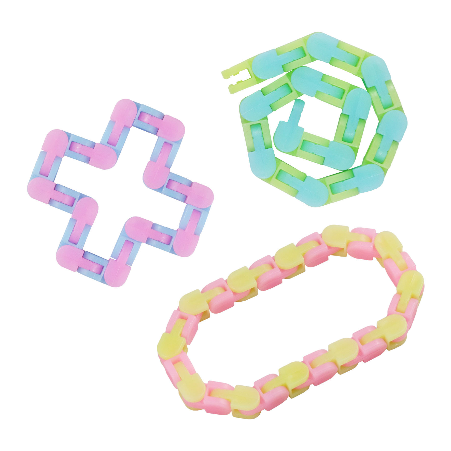 Colorful Plastic Chain Link Toy - 20 Pcs Mix Shapes for Kids