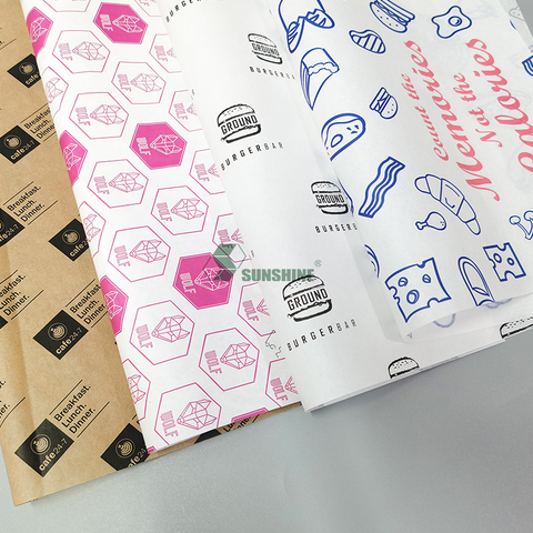 Custom Logo Printed Food Grade Hamburger Packaging GreaseProof Wax ...
