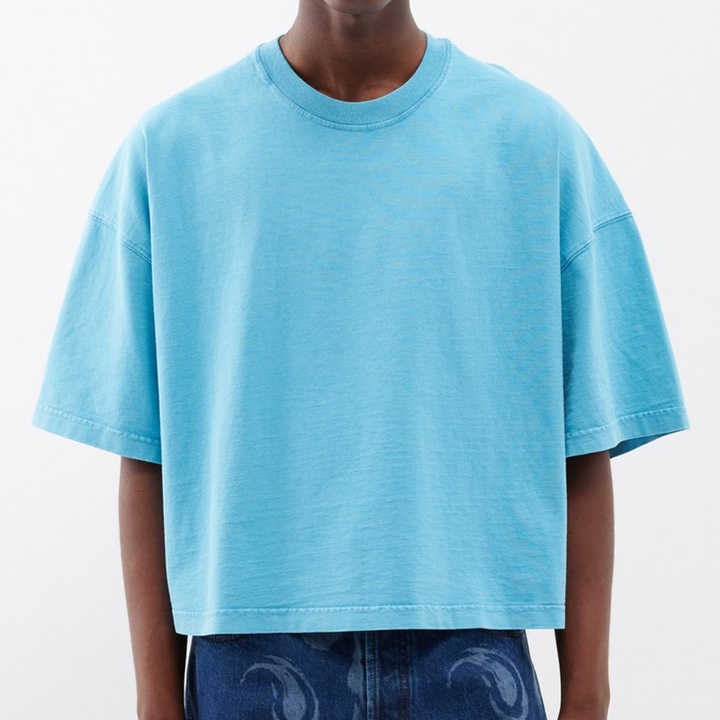 240 Gsm Cotton Tee Shirt - Blank Acid Wash Boxy Cropped