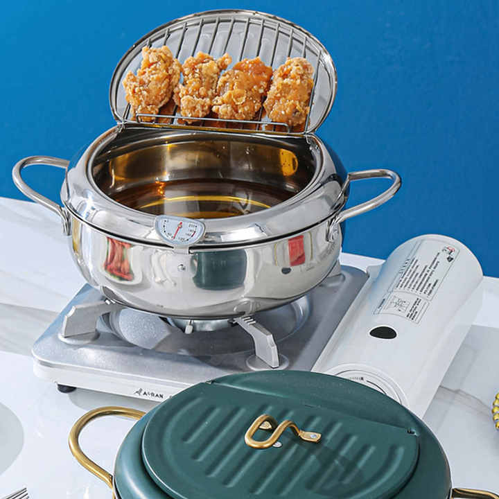 304 Japanese Tempura Stainless Steel Frying Pan for Home Use