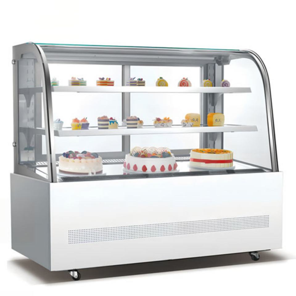 Curved Glass Pastry Display Chiller Supermarket Cake Refrigerated ...