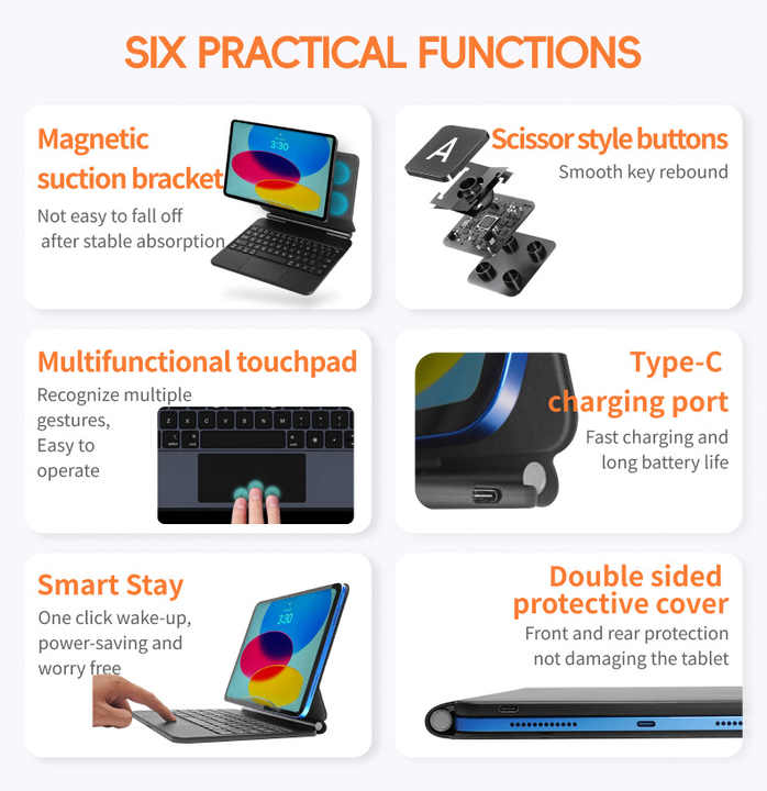 For iPad 11th A16 2025 10th 10.9 2022 air 11 Pro 11 Slim Magnetic Magic ...