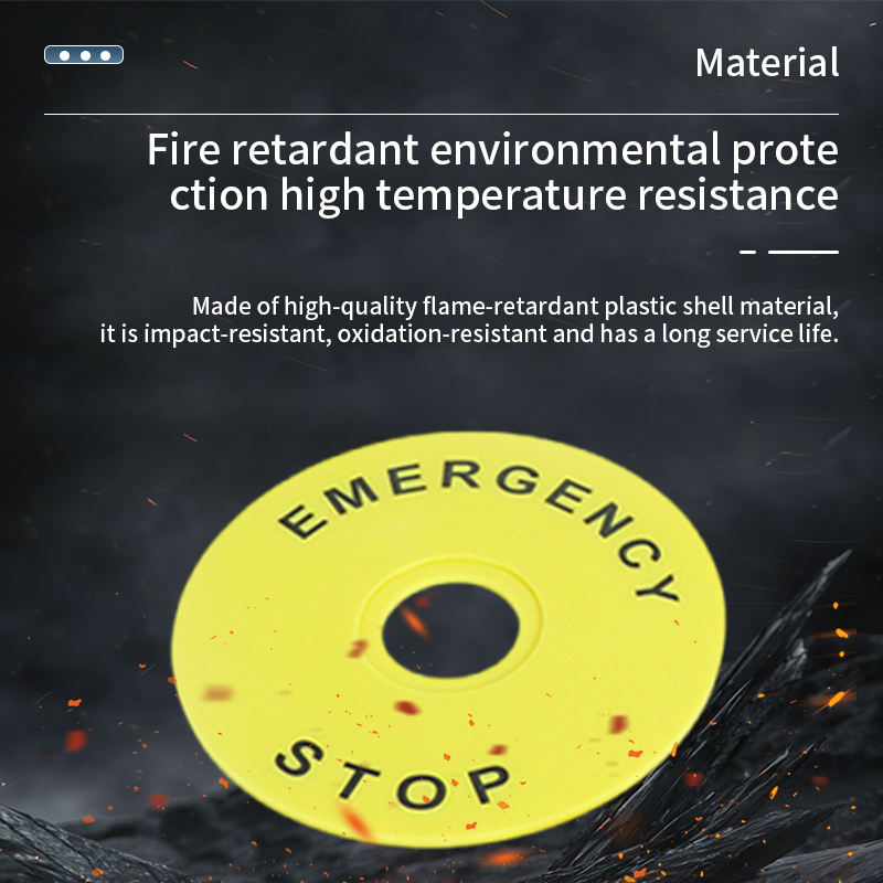 16mm/22mm Yellow Emergency Stop Button Switch Sign 40mm 60mm 90mm STOP ...