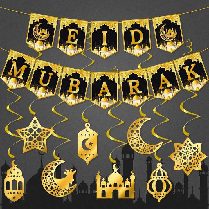 Ramadan Mubarak Party Decoration Kit - Eid Mubarak Bunting