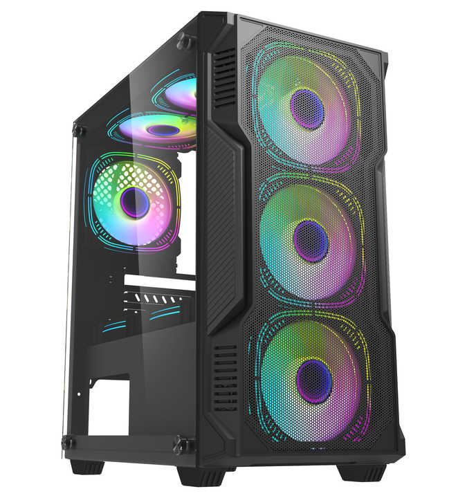 ATX PC with Fan - Colourful Plexiglass Gaming Case
