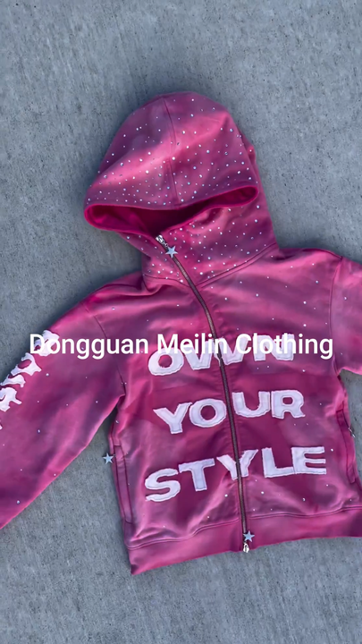 Distress Patch Rhinestone Tracksuit Sweat Suits Sweatpants and Hoodie ...