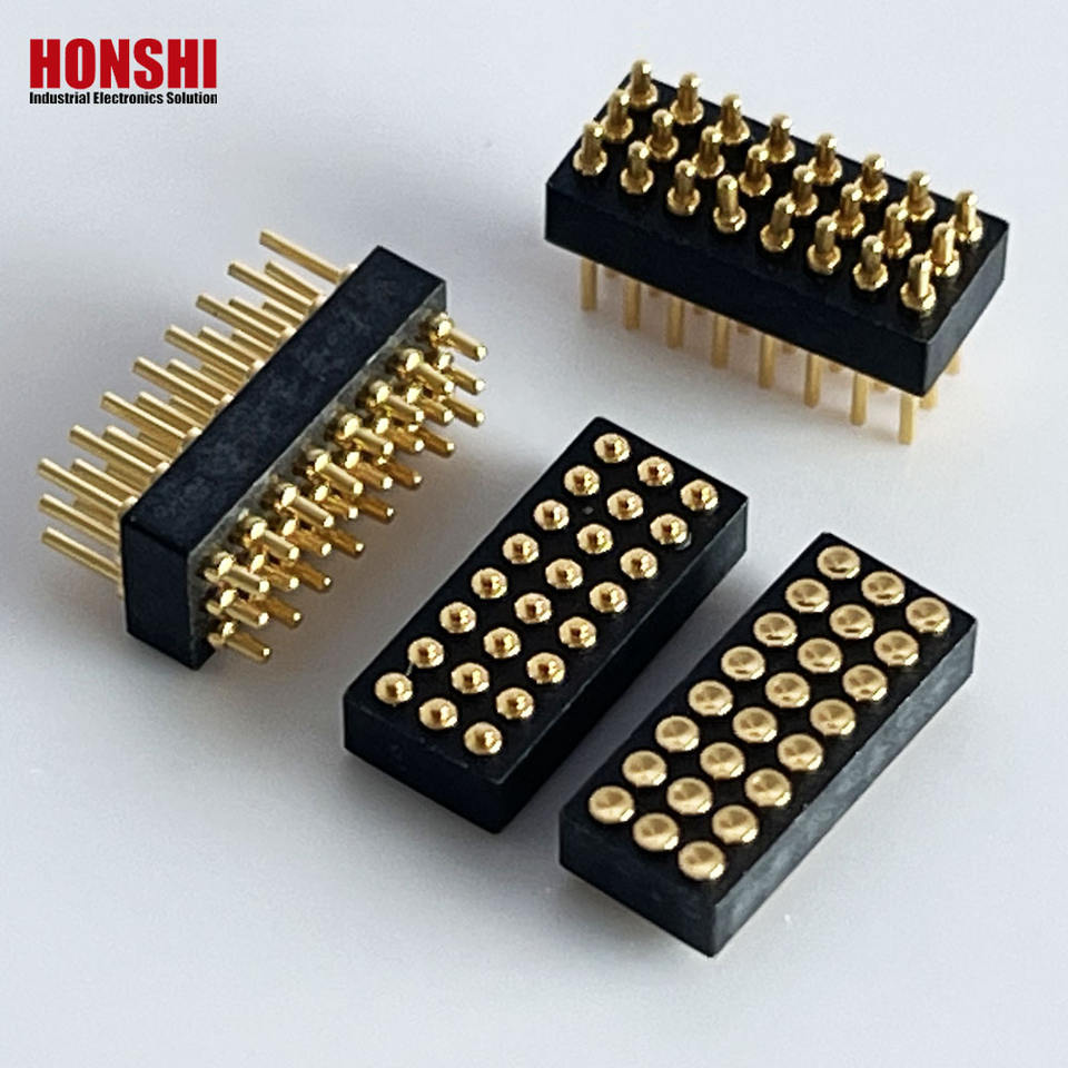 0.05 Inch Grid Pogo Pin Connector 1.27 MM Pitch Three Row 8 Pin Modular ...