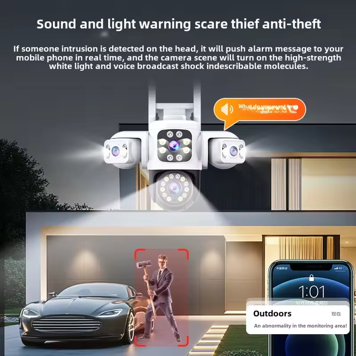 Ai Smart Cameras Monitor Auto Tracking Yoosee 12MP 3 Lens Ptz IP ...