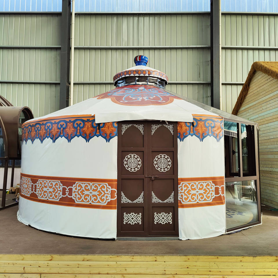 Steel Frame Camping Mongolian Yurt Luxury PVC Cloth House Yurt Tents ...