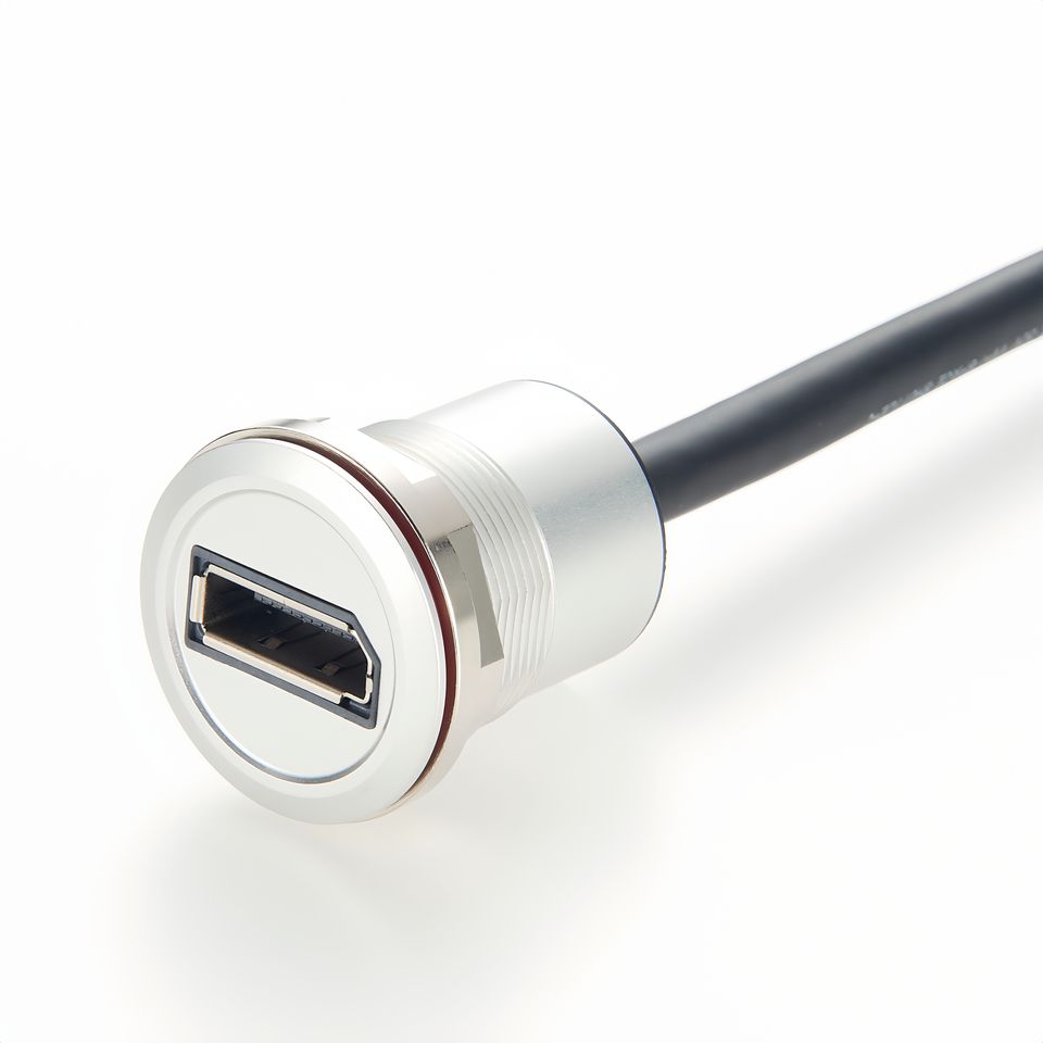 Displayport Aluminum Round Panel Mount Chassis Extension Cable Flush ...
