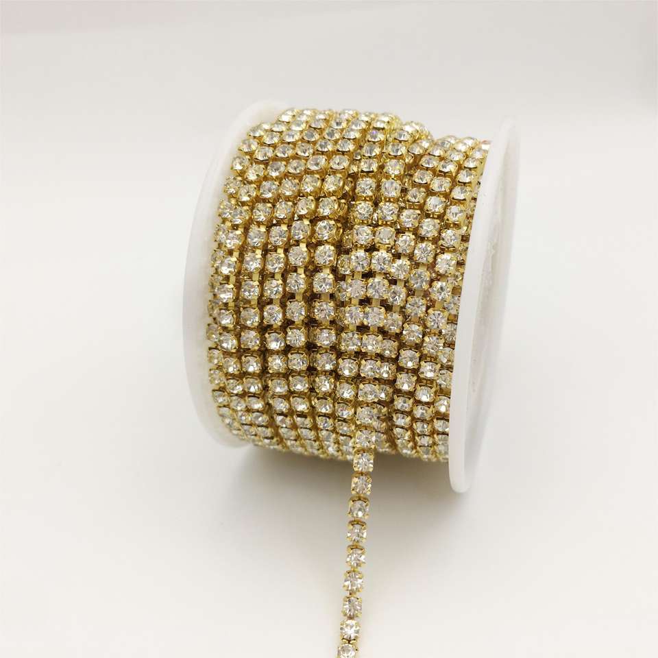 SINRONG Versatile Gold Crystal Water Diamond Sew-on Cup Chain Shape ...