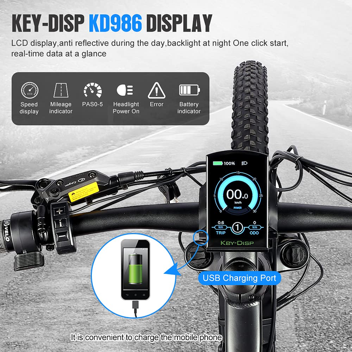 Customization Key-Disp KD986 36v 48v Large Screen Electric Bike Display ...