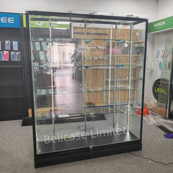 Aluminum Frame Display Case - Adjustable Shelves for Smoke Shop
