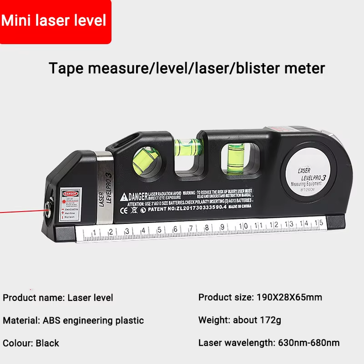 8FT Laser Level Meter Industrial Grade Horizon Vertical Measure Aligner ...