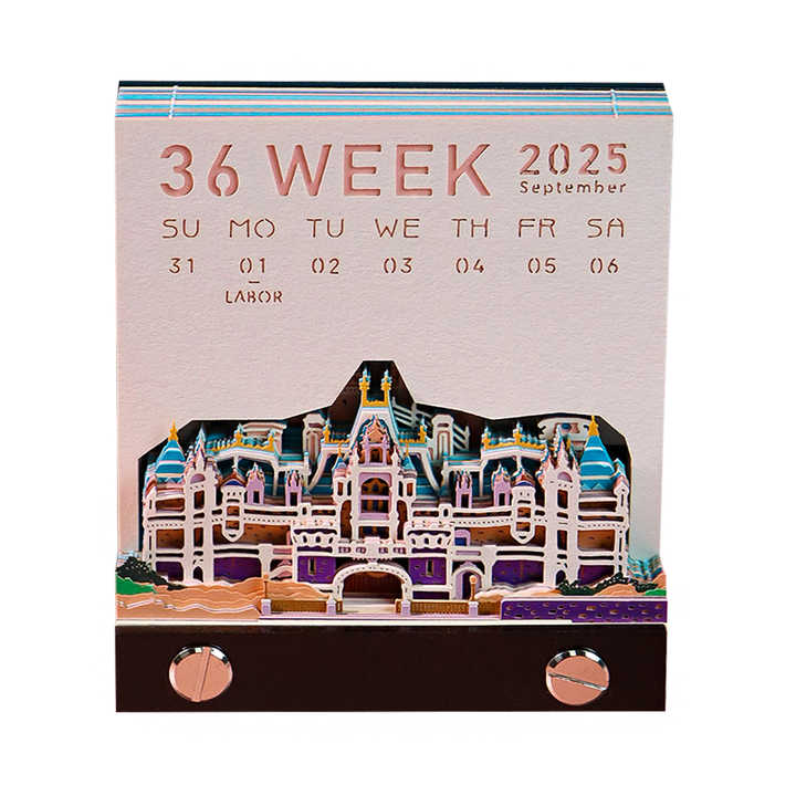 2025 Customized Novelty 3D Paper Calendar - Cinderella Castle with Light