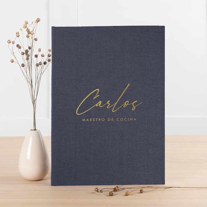 High-quality Linen Menu Cover with Personalized Gold-embossed logo Text ...