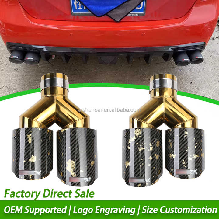 Auto Parts Dual Exhaust Muffler Tips Golden Car Exhaust Tip Stainless ...