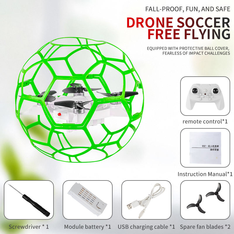Kids-Friendly KDS-T53 Lighted RC Football Shape Drone Brushless Motor ...