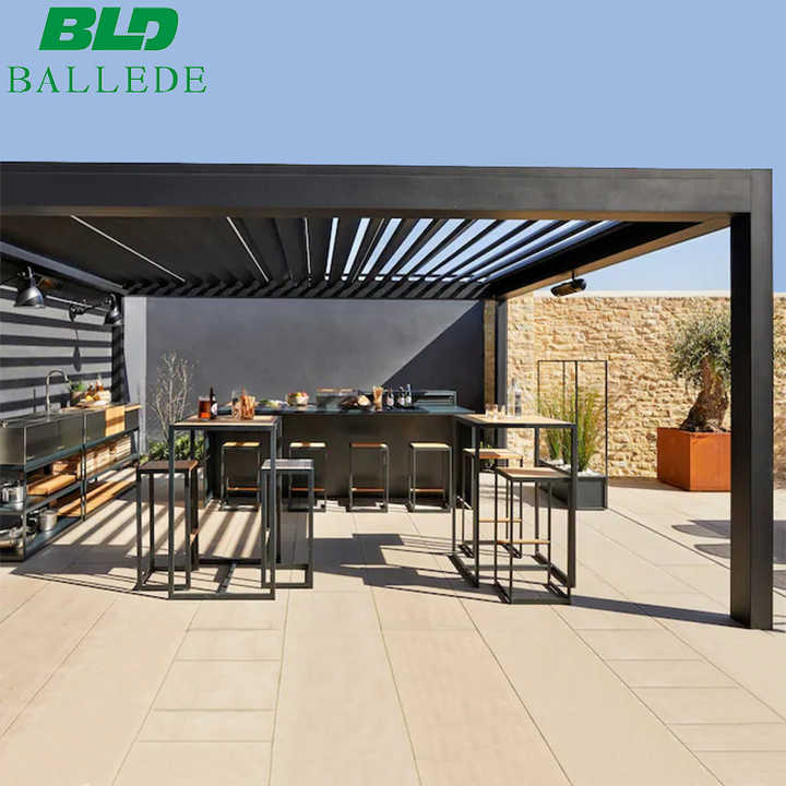 Custom Outdoor Aluminum Pergola with Motorized Louvers