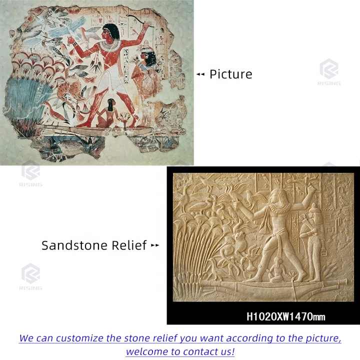 Custom Hand Carved Natural Sandstone Figure Relief Sculpture