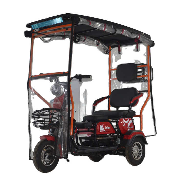 Electric Tricycle - 3 Wheel Scooter with Roof & Curtains