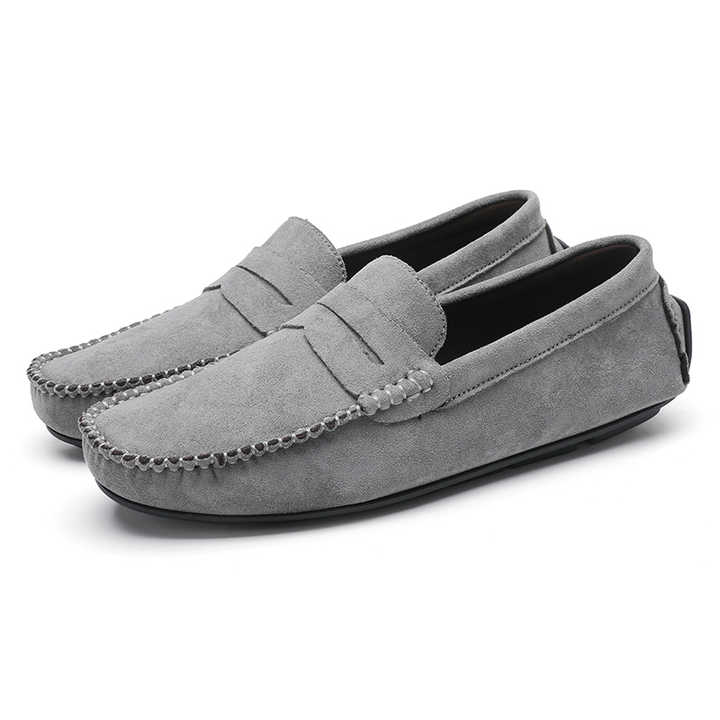 Spring and Summer New Men's Frosted Suede Sloping Heel Large Size Pea ...