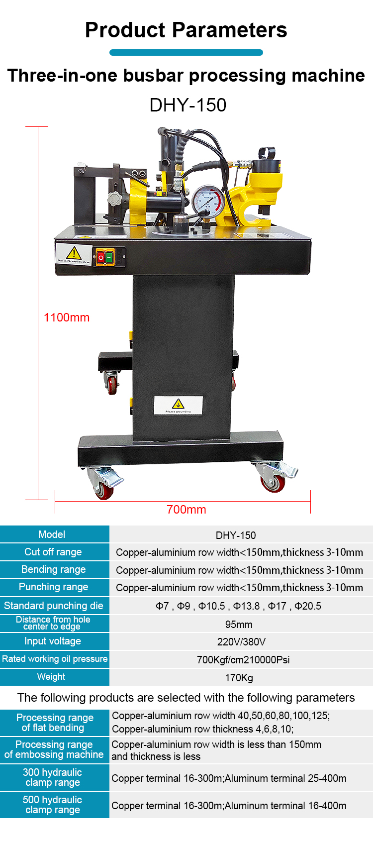 Dhy-150 Ba Trong Một Thanh Cái Đấm Uốn Máy Cắt - Buy Busbar Process ...