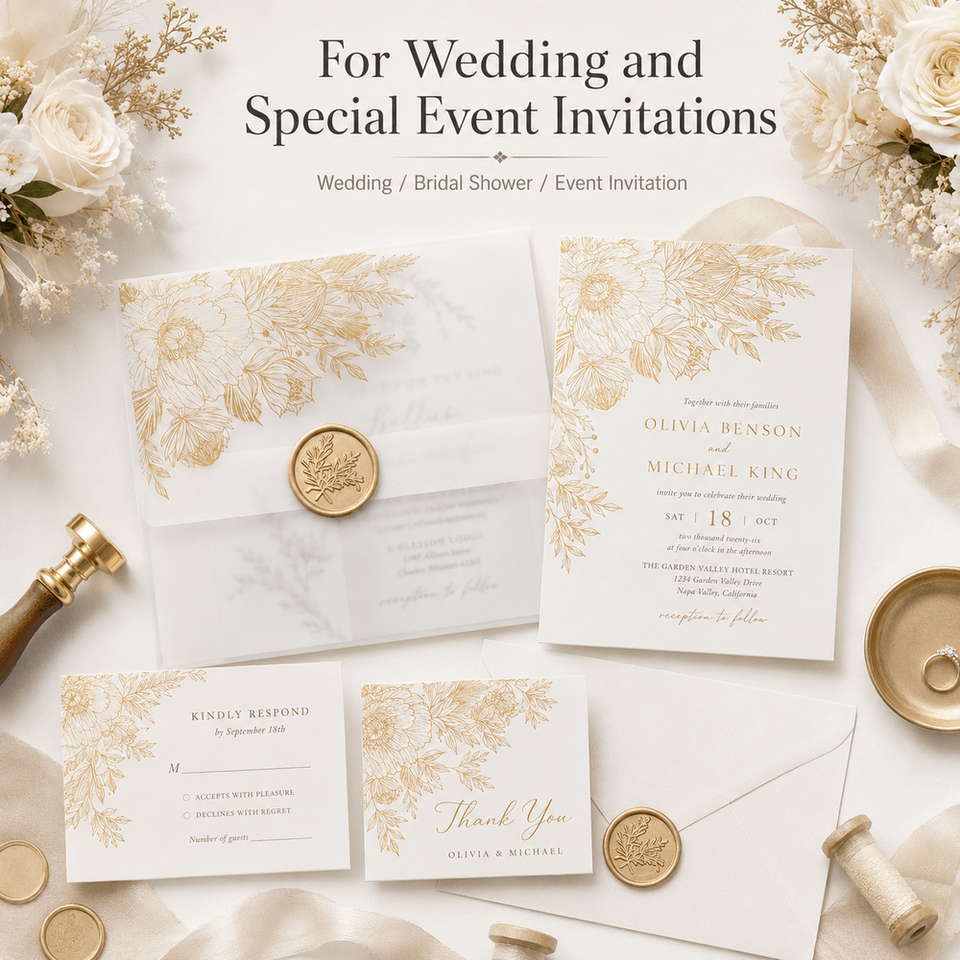 Custom Vellum Wedding Invitation Envelopes Floral Foil Jacket Wraps for ...
