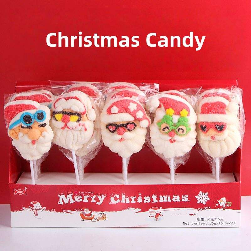 Halal Certificate Christmas Candy Christmas Marshmallow Lollipop Candy ...