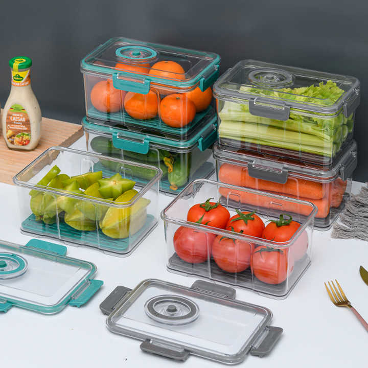 Kitchen Pantry Organizer sealed square Vacuum BPA Free push top Plastic ...