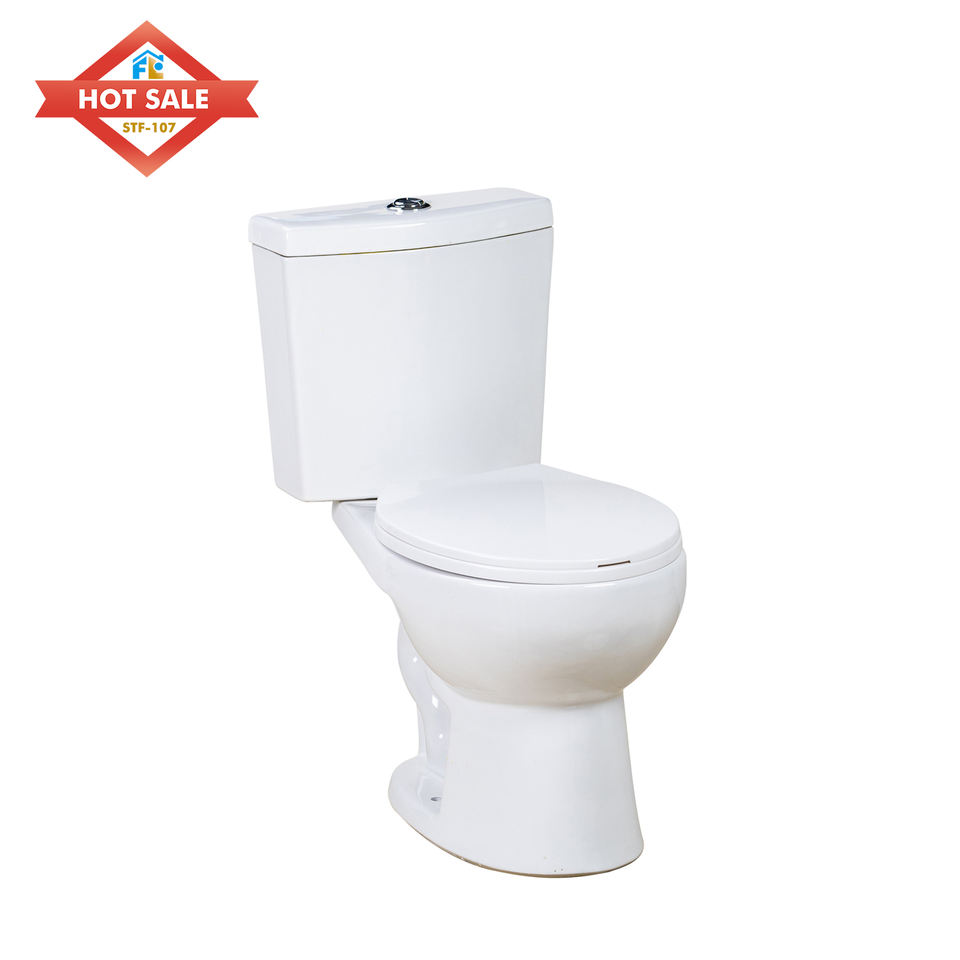 Two-Piece Ceramic Siphonic CE Certified Dual-Flush Elongated S-Trap ...